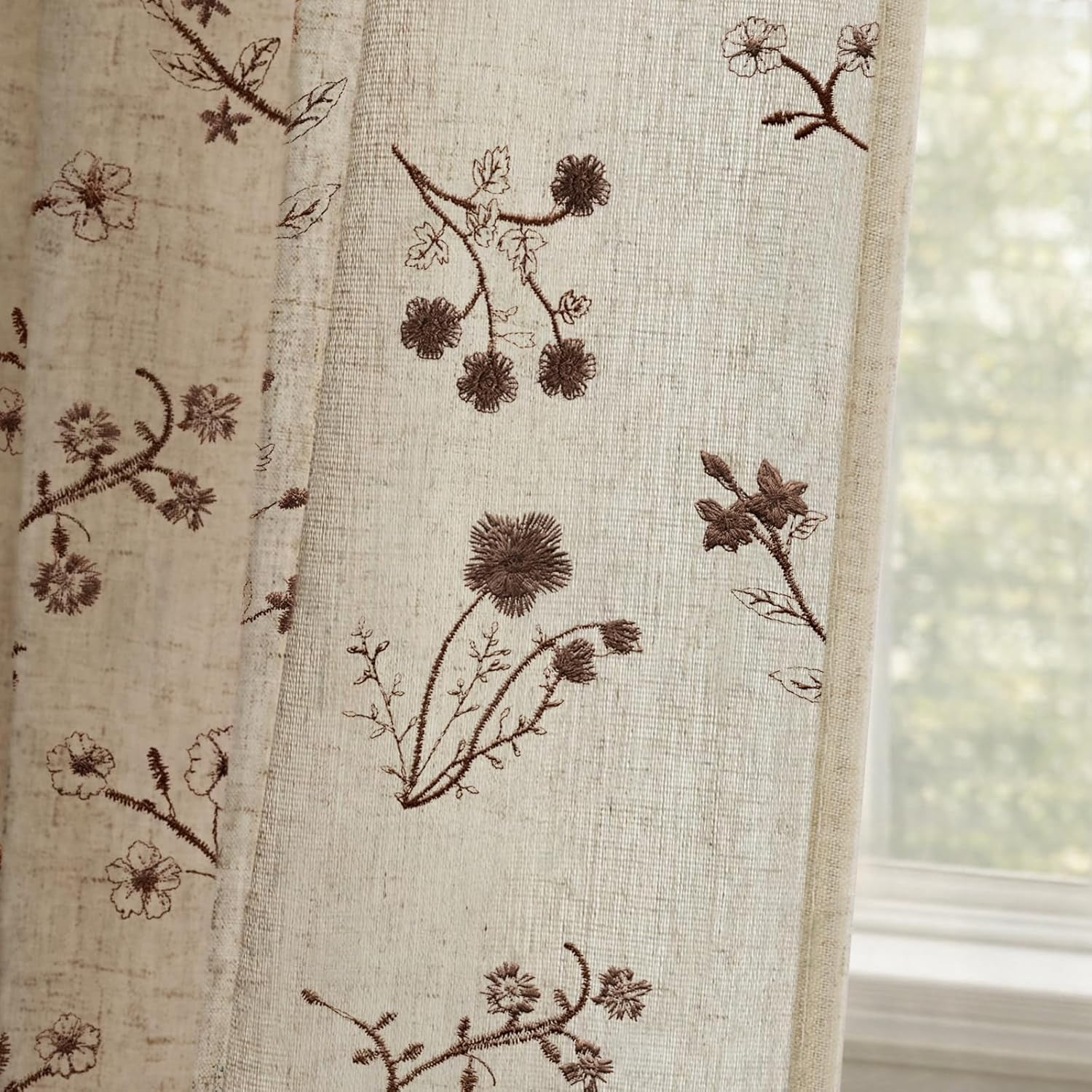 Boho Floral 100% Blackout Curtains for Bedroom 84 Inch Length 2 Panels ...