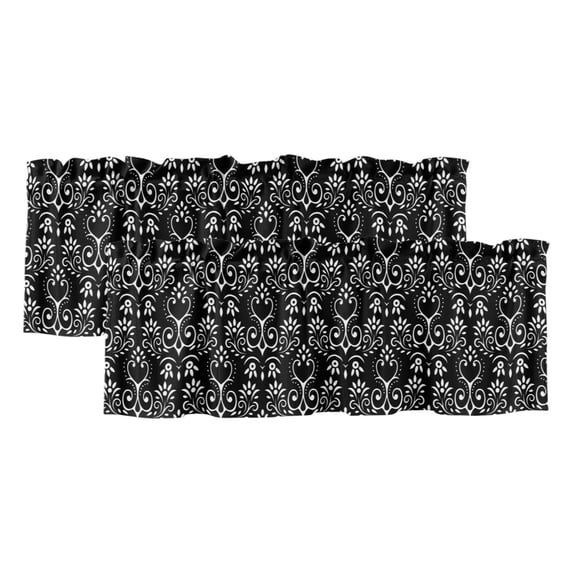 Boho Floral 2 Panels Kitchen Valance, Abstract Art Flower Bohemian ...