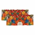 Boho Floral 2 Panels Kitchen Valance, Marigold Dahlia Orange Yellow ...