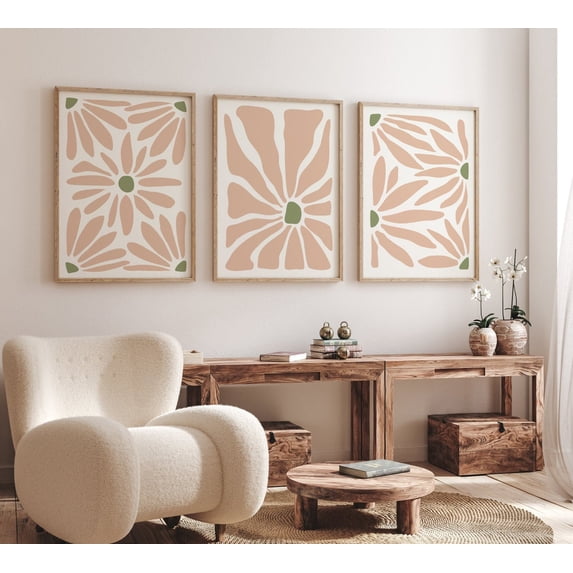 Boho Floral, Abstract Terracotta Flower Art Poster Printed Poster ...