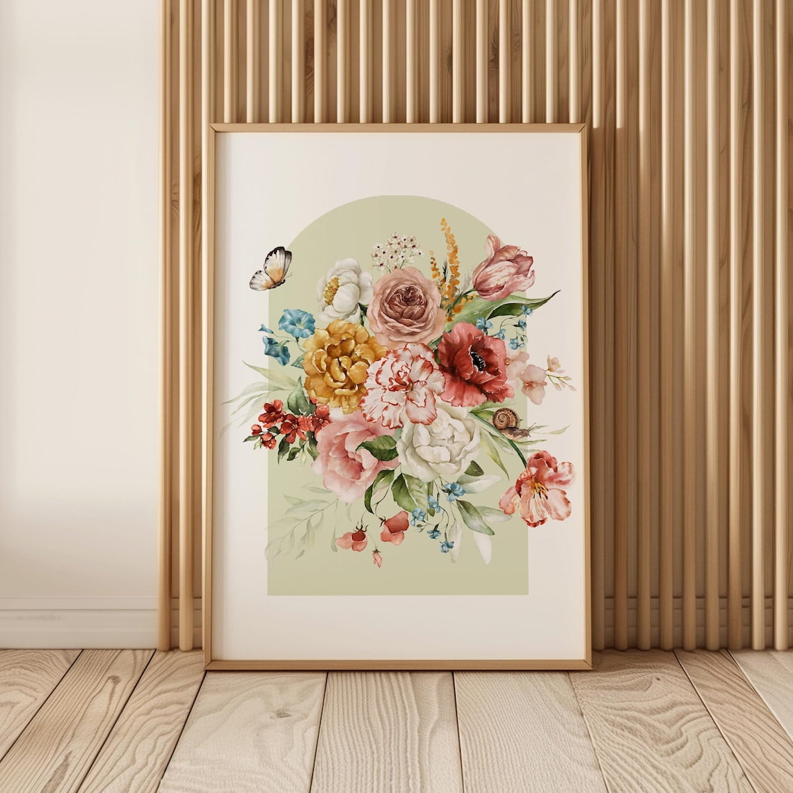 Boho Floral Arch Print, Butterfly Snail Nursery Decor Home Decor #2679 ...