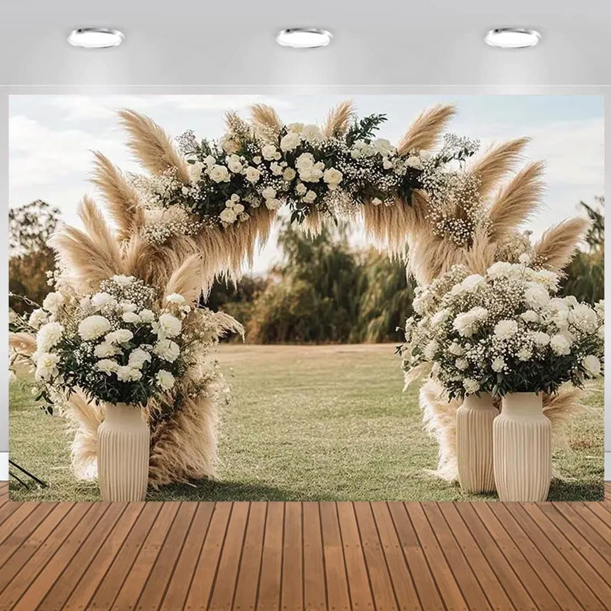 Boho Floral Archway Wedding Backdrop Bohemian Pampas Grass Bridal ...