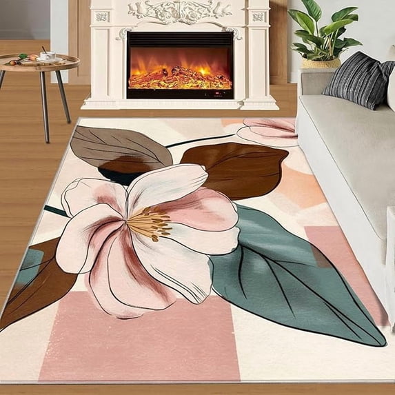 Boho Floral Area Rugs for Living Room, Medieval Art Washable Non Slip ...