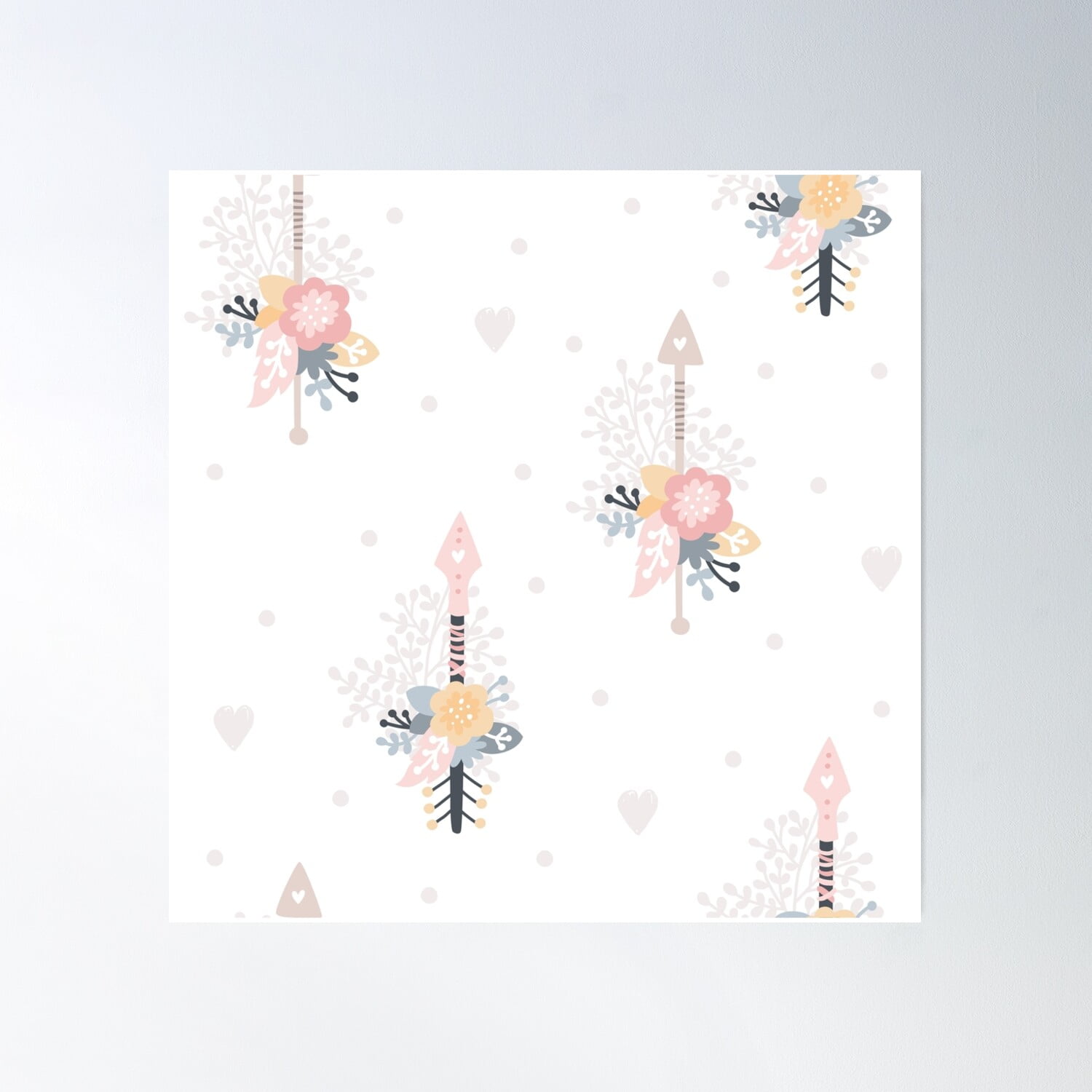 Boho Floral Arrows Poster Wall Art, Modern Wall Decor, 24x24 UNFRAMED ...