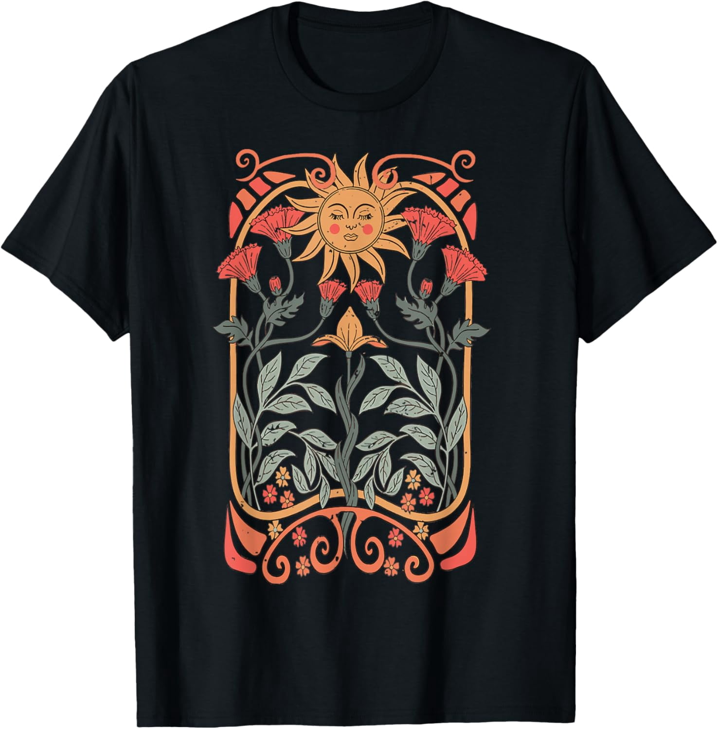 Boho Floral Art Nouveau, Boho Wildflowers T-Shirt- Classic Unisex 100% ...