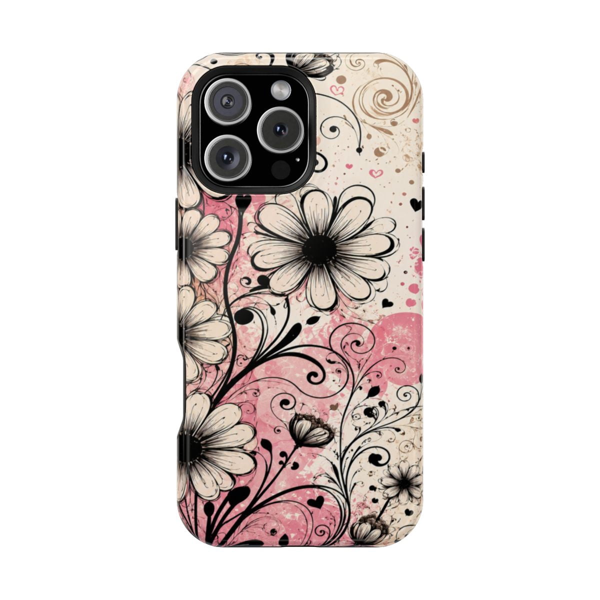 Boho Floral Artistic Tough Case Pink Swirls Flowers Abstract for iPhone ...