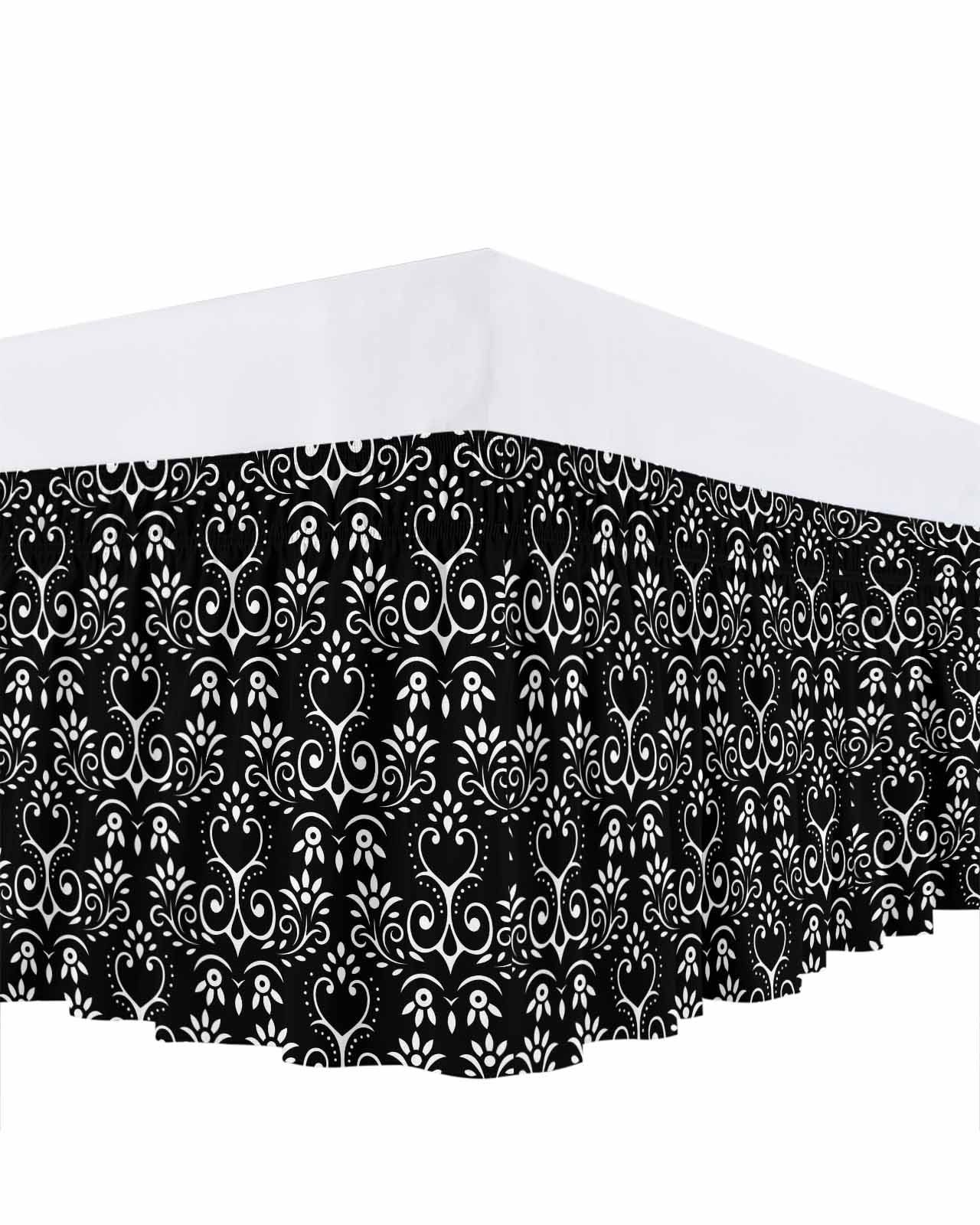 Boho Floral Bed Skirt King Size 16 Inch Drop, Abstract Art Flower ...