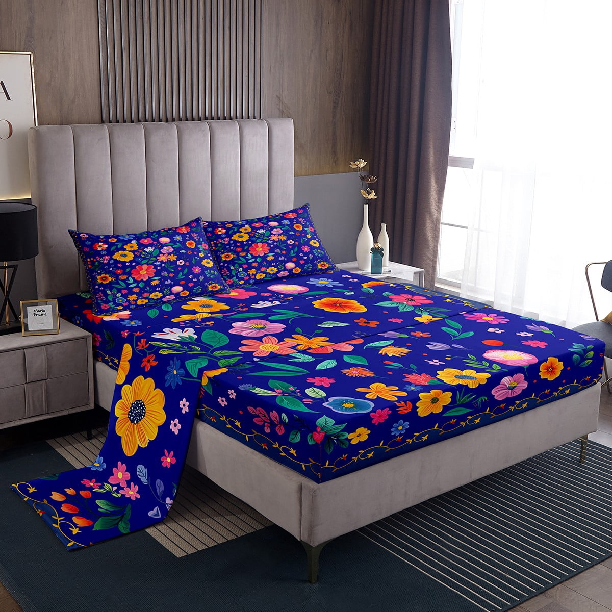 Boho Floral Bed Sheets Set Rainbow Flowers Queen Sheet Set,Watercolor ...