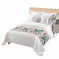 Boho Floral Bird Bed Runner King Size Leaf Colorful Botanical Rustic ...