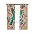 Boho Floral Bird Blackout Curtains 45 Inch Length Leaf Colorful Cartoon ...