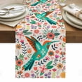 Boho Floral Bird Cotton Linen Table Runner Leaf Colorful Cartoon ...