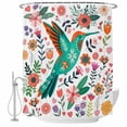 Boho Floral Bird Shower Curtain for Bathroom, Leaf Colorful Botanical ...