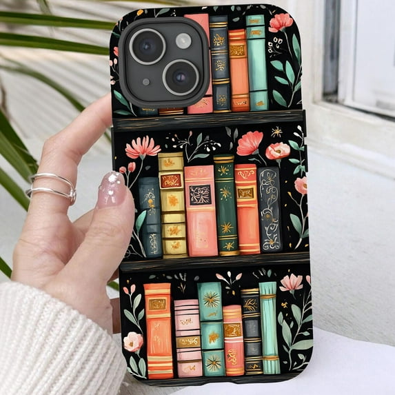 Boho Floral Bookshelf Librarian Phone Case with iPhone 17 to 11 Pro Max ...