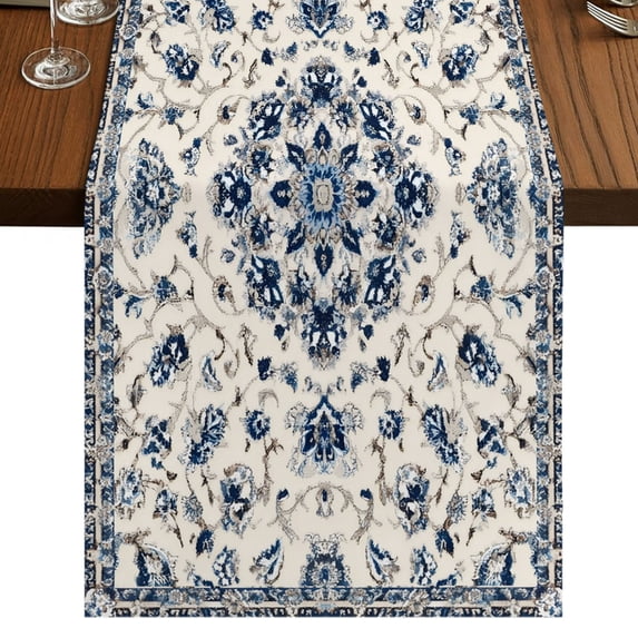 Boho Floral Burlap Cotton Table Runner 14x72 Inches Long, Bohemian Chic ...