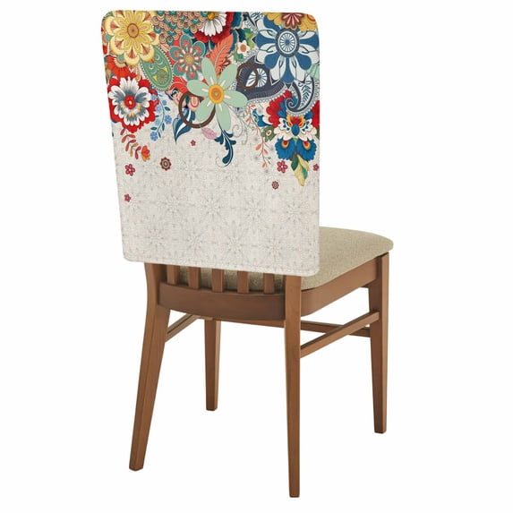 Boho Floral Chair Back Covers Set of 2, Abstract Bohemian Bloom Flower ...