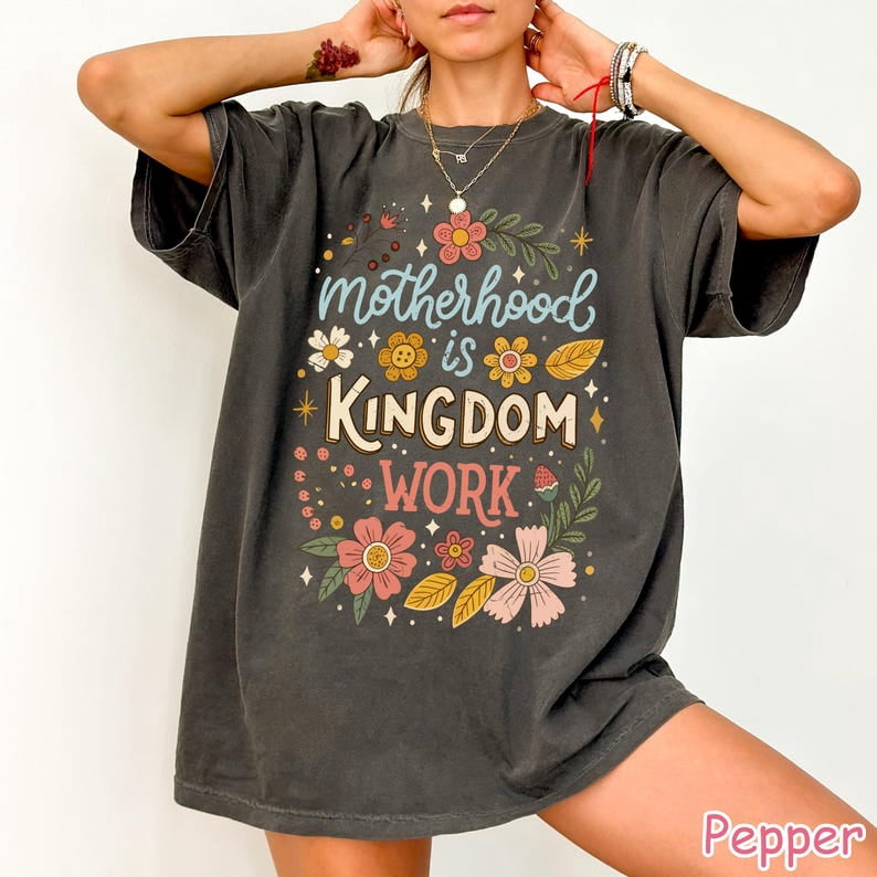 Boho Floral Christian Mama Shirt - Comfort Colors Motherhood is Kingdom ...