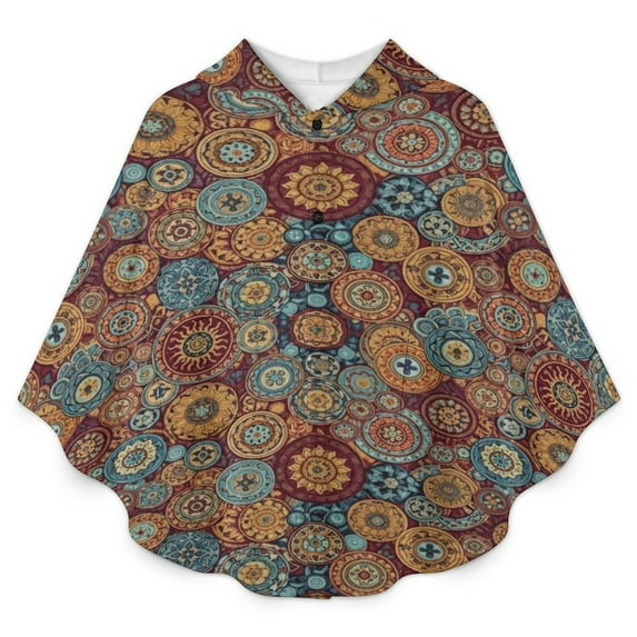 Boho Floral Circle Print Blanket Oversized Wearable Hooded Blanket Warm ...