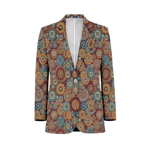 Boho Floral Circle Print Men Blazers Slim Clothing Summer Jacket Man ...