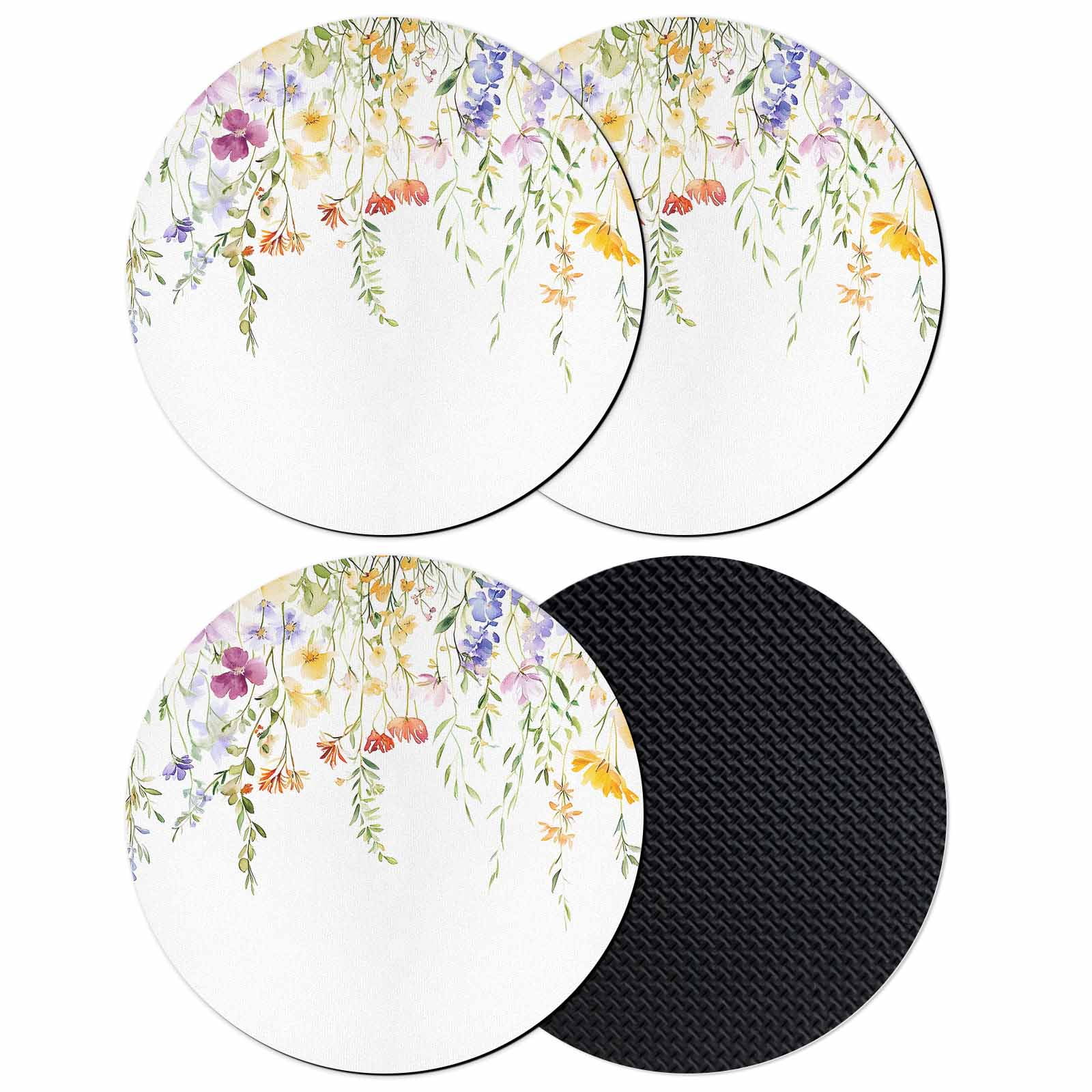 Boho Floral Coasters for Drinks,Absorbent Non Slip Rubber Drink ...