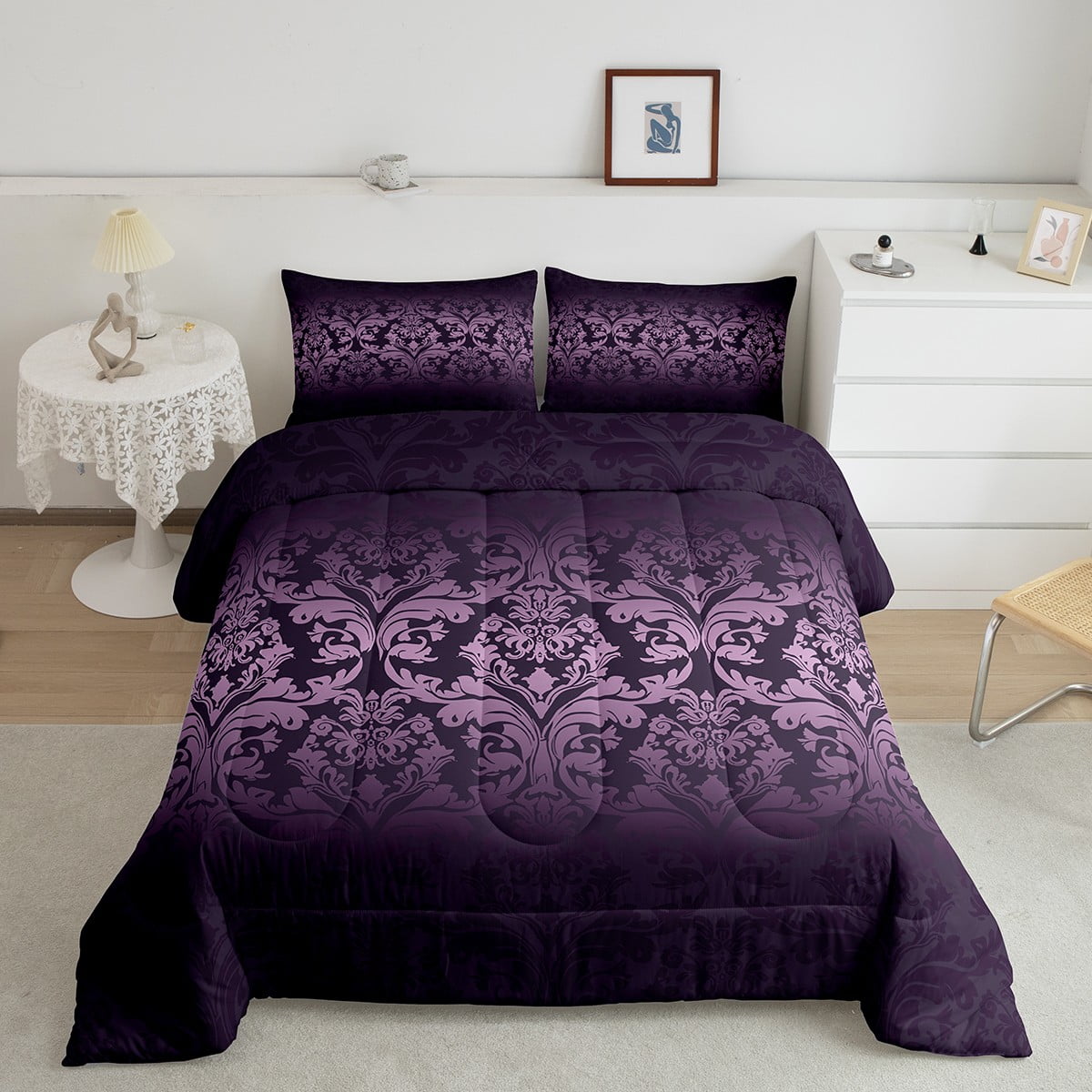 Boho Floral Comforter Set Victorian Bedding Sets Full,Gothic Paisley ...
