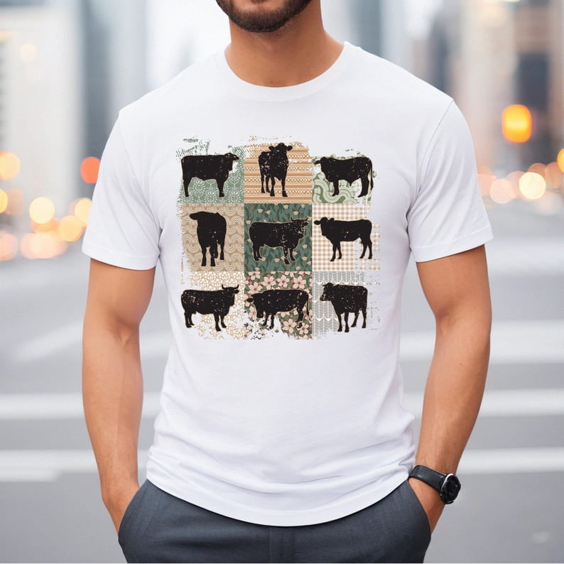 Boho Floral Cow Shirt – Bohemian Style Cow Print Tee - Walmart.com