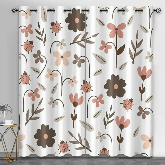 Boho Floral Curtains , Cartoon Insect Curtains For Girls Bedroom, Fun ...