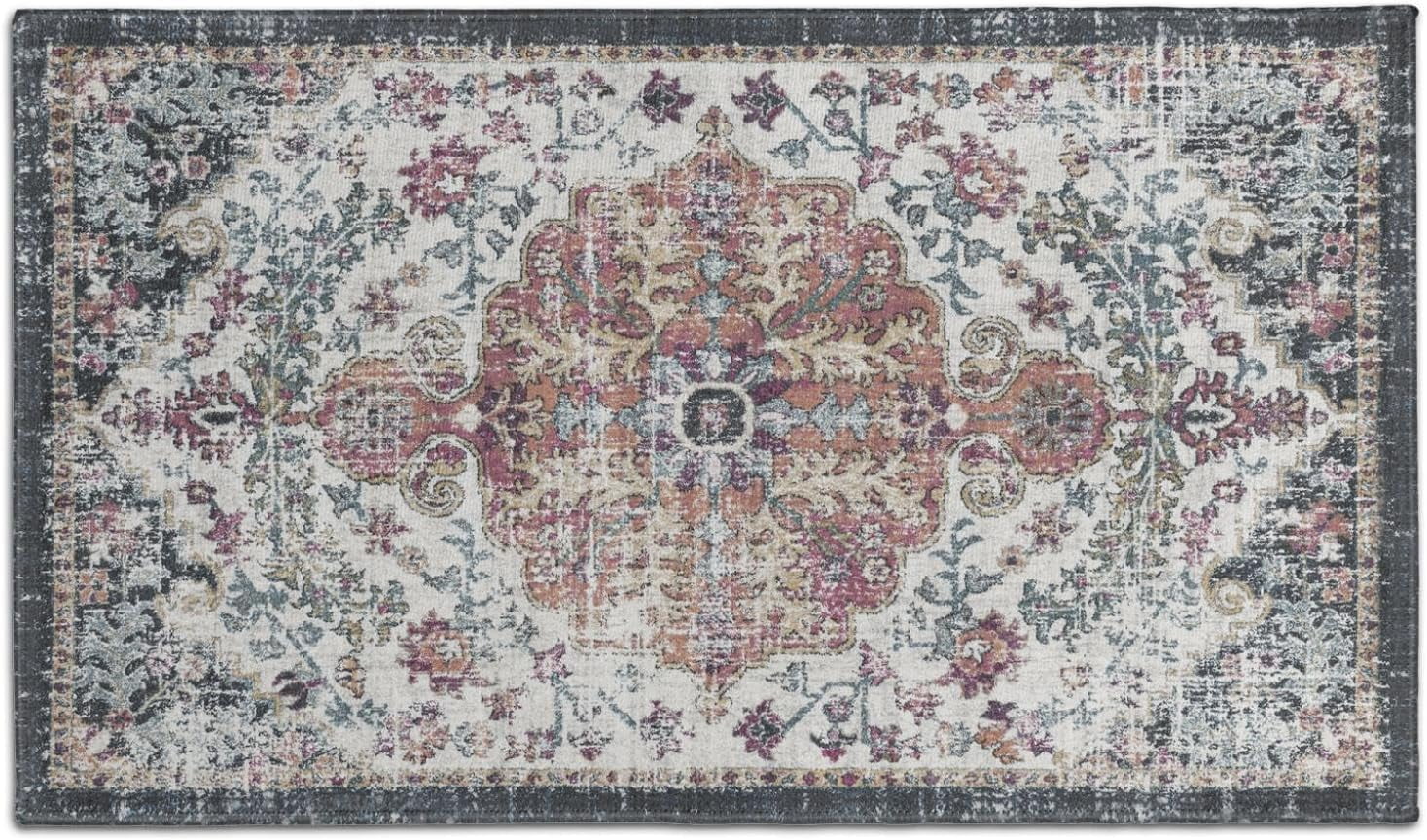 Boho Floral Decor Rug, Vintage Bohemian Rug for Bathroom Kitchen ...