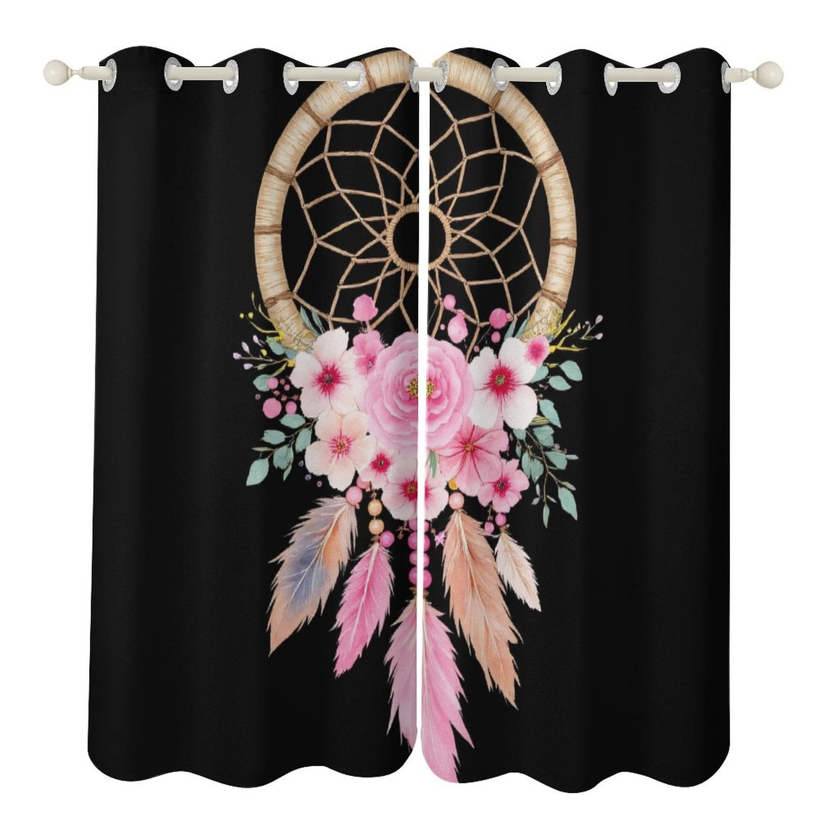 Boho Floral Dreamcatcher Print Luxury Window Curtains Blinds for Living ...
