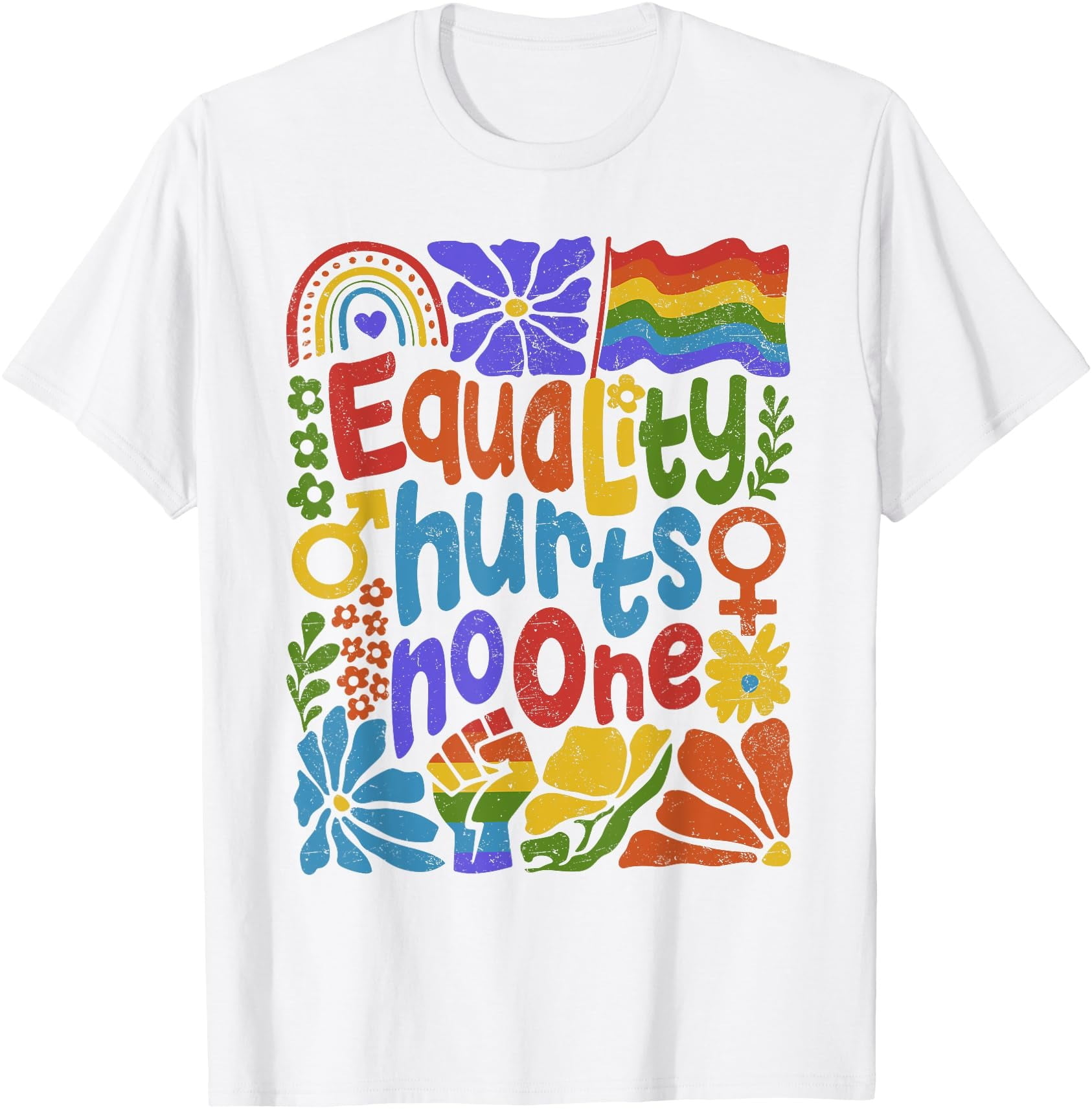 Boho Floral Equality Hurts No One Support LGBTQ Pride Month T-Shirt ...