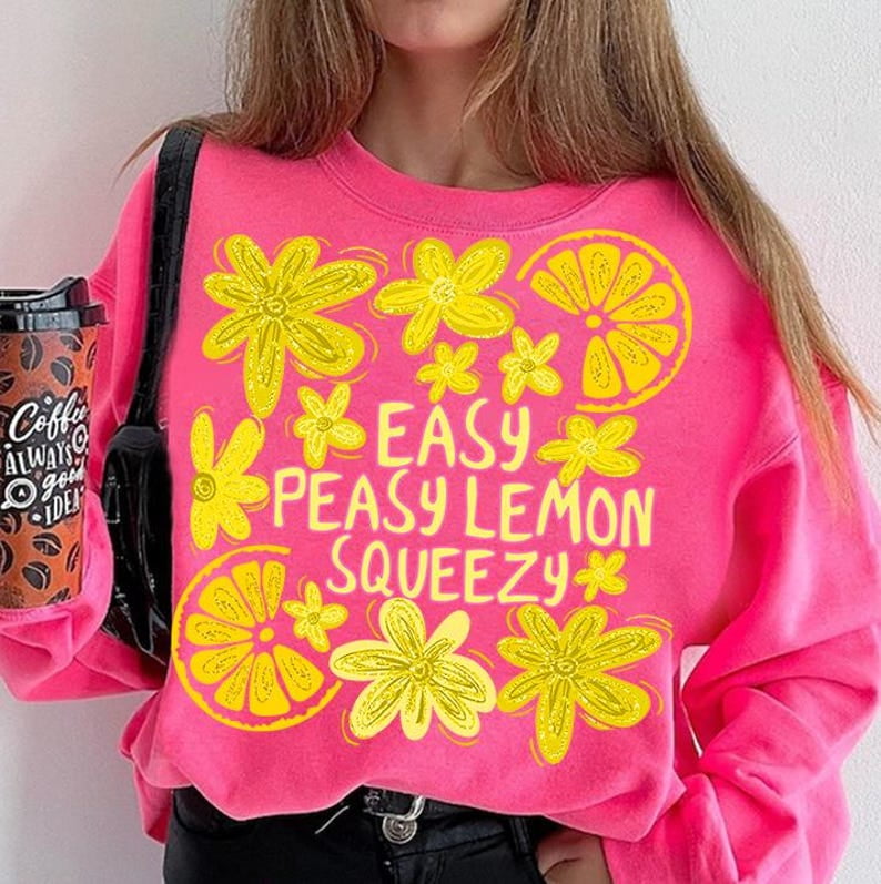 Boho Floral Fancy Lemon Coquette Bow Sweatshirt, Easy Peasy Lemon Squeezy Shirt, Preppy Lemon ...