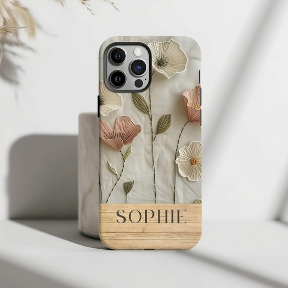 Boho Floral Faux Case With Cozy Cottagecore Bloom Pattern for iPhone 17 ...