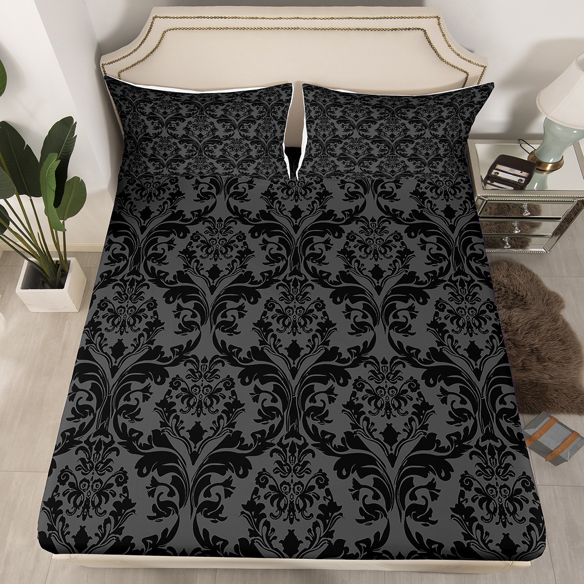 Boho Floral Fitted Sheet Victorian Bed Sheets Full,Gothic Paisley ...