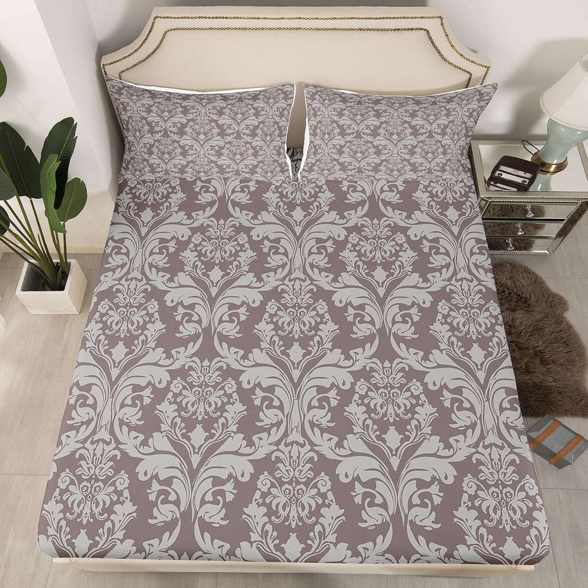 Boho Floral Fitted Sheet Victorian Bed Sheets Full,Gothic Paisley ...