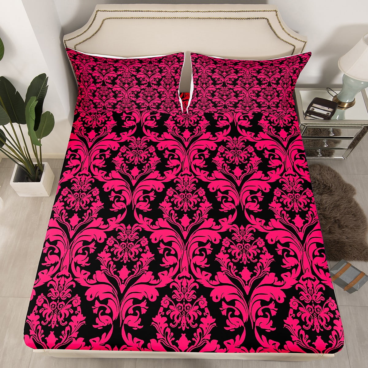 Boho Floral Fitted Sheet Victorian Bed Sheets Full,Gothic Paisley ...
