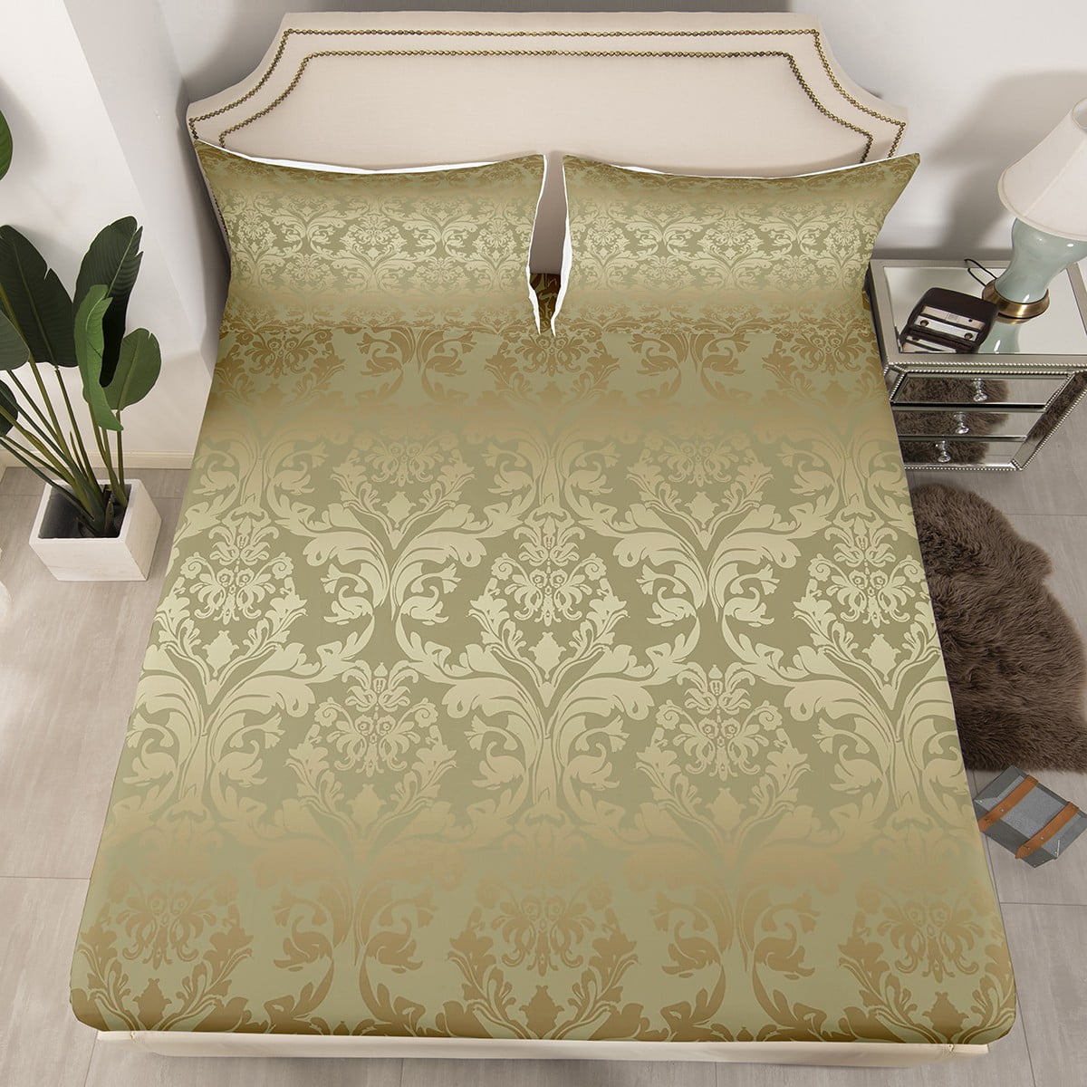 Boho Floral Fitted Sheet Victorian Bed Sheets Full,Gothic Paisley ...