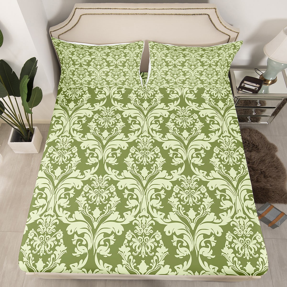 Boho Floral Fitted Sheet Victorian Bed Sheets Full,Gothic Paisley ...