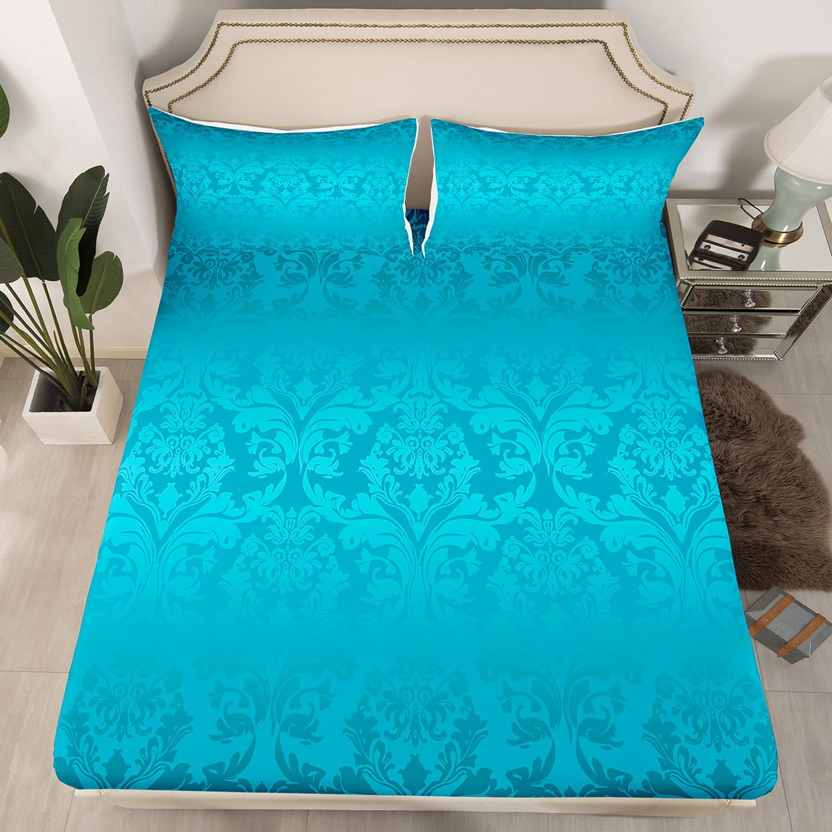 Boho Floral Fitted Sheet Victorian Queen Bed Sheets,Gothic Paisley ...