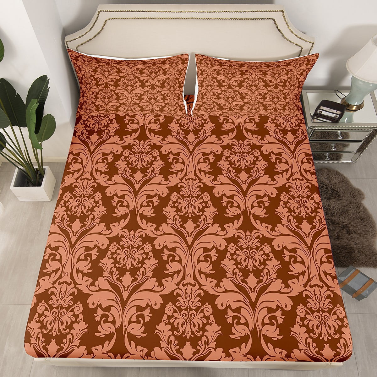 Boho Floral Fitted Sheet Victorian Queen Bed Sheets,Gothic Paisley ...