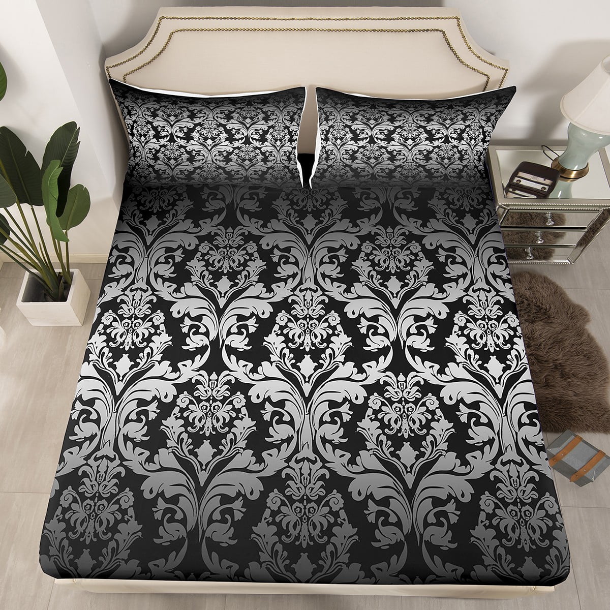 Boho Floral Fitted Sheet Victorian Queen Bed Sheets,Gothic Paisley ...