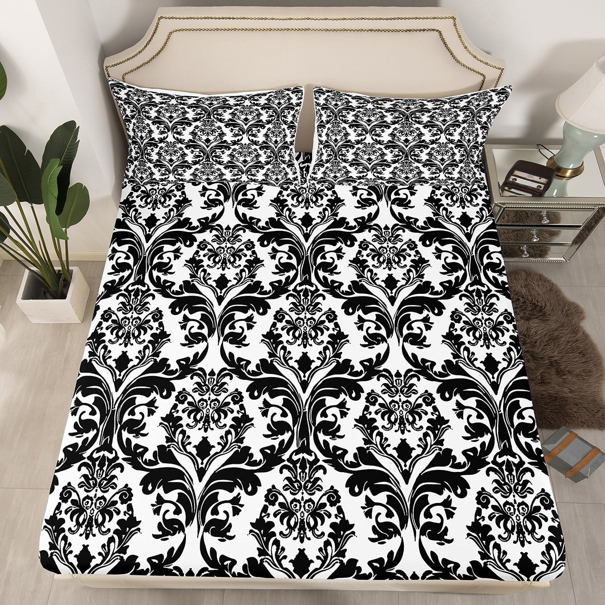 Boho Floral Fitted Sheet Victorian Twin Bed Sheets,Gothic Paisley ...