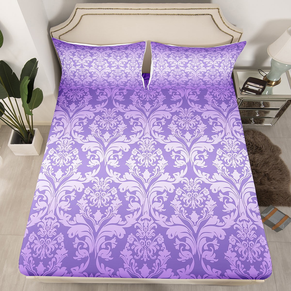 Boho Floral Fitted Sheet Victorian Twin Bed Sheets,Gothic Paisley ...