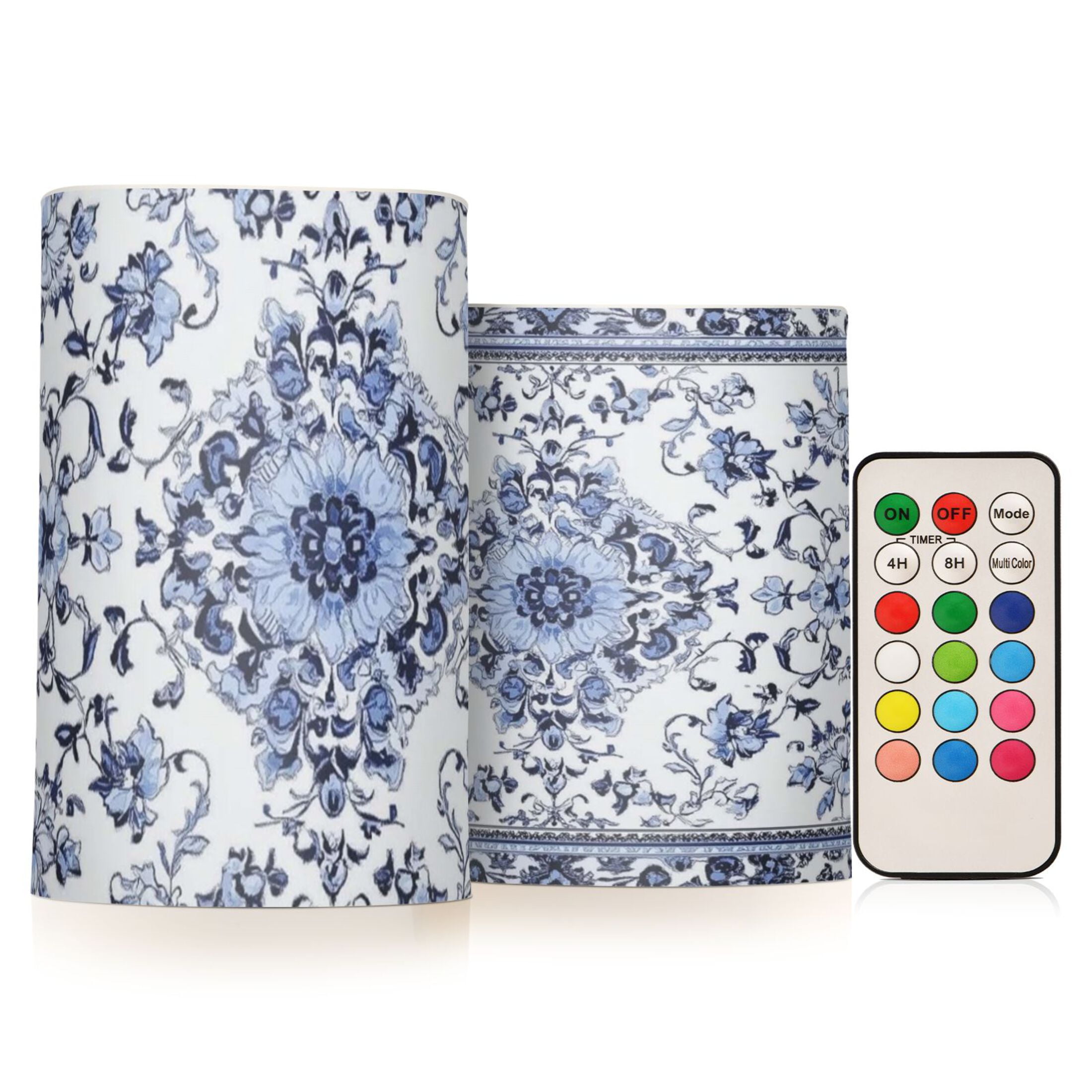 Boho Floral Flickering Flameless Candles Battery Operated with Remote ...