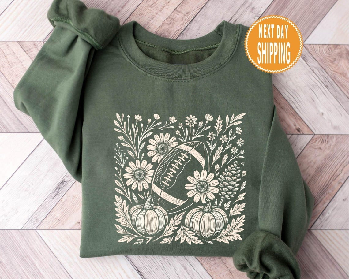 Boho Floral Football Sweatshirt: Game Day Sweater, Cheer Mom Gift ...