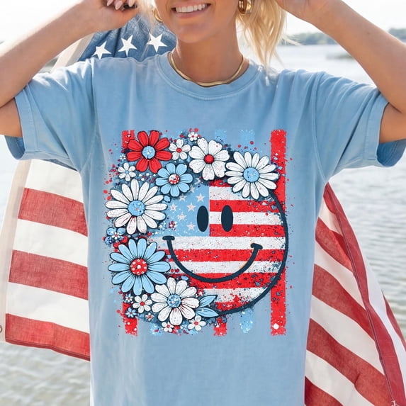 Boho Floral Fourth of July Shirt Womens 4th of July Shirt Preppy ...