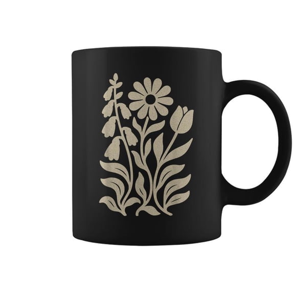 Boho Floral Foxglove Daisy Tulip Subtle Distressed Coffee Mugs ...