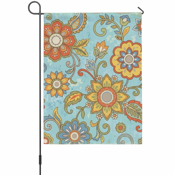 Boho Floral Garden Flags For Outdoor, Yellow Orange Flower Leaf ...