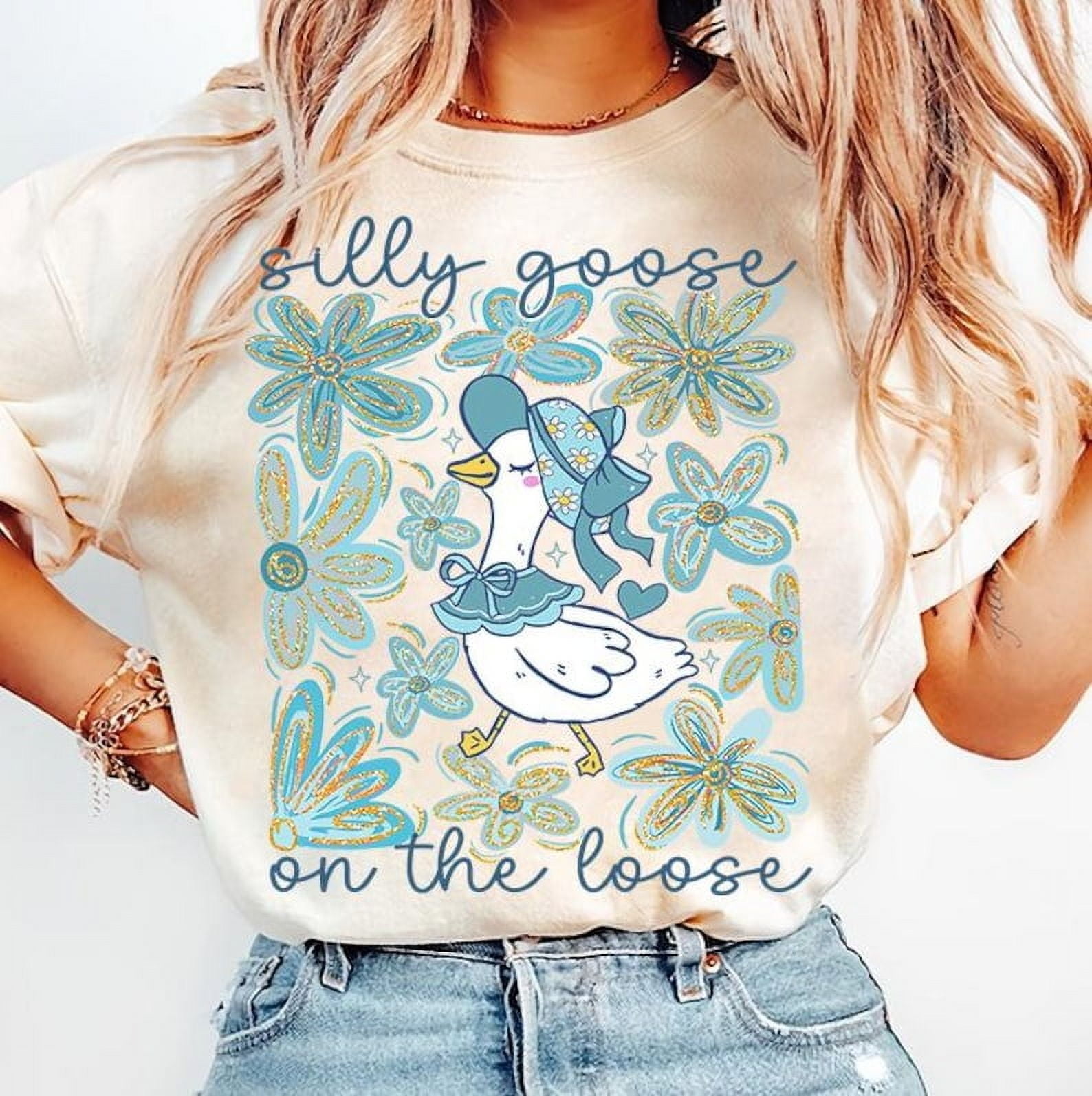Boho Floral Goose Shirt, Mama Goose Shirt, Spring Floral Shirt, Silly ...