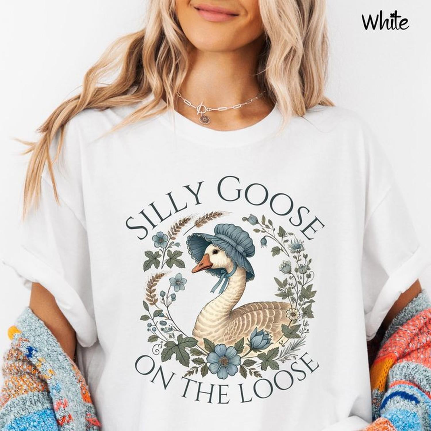 Boho Floral Goose Shirt, Mama Goose Shirt, Spring Floral Tshirt, Silly ...
