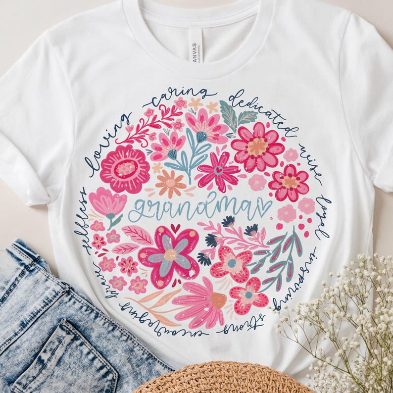 Boho Floral Grandma T-Shirt, She Is Grandma Shirt, Inspirational ...