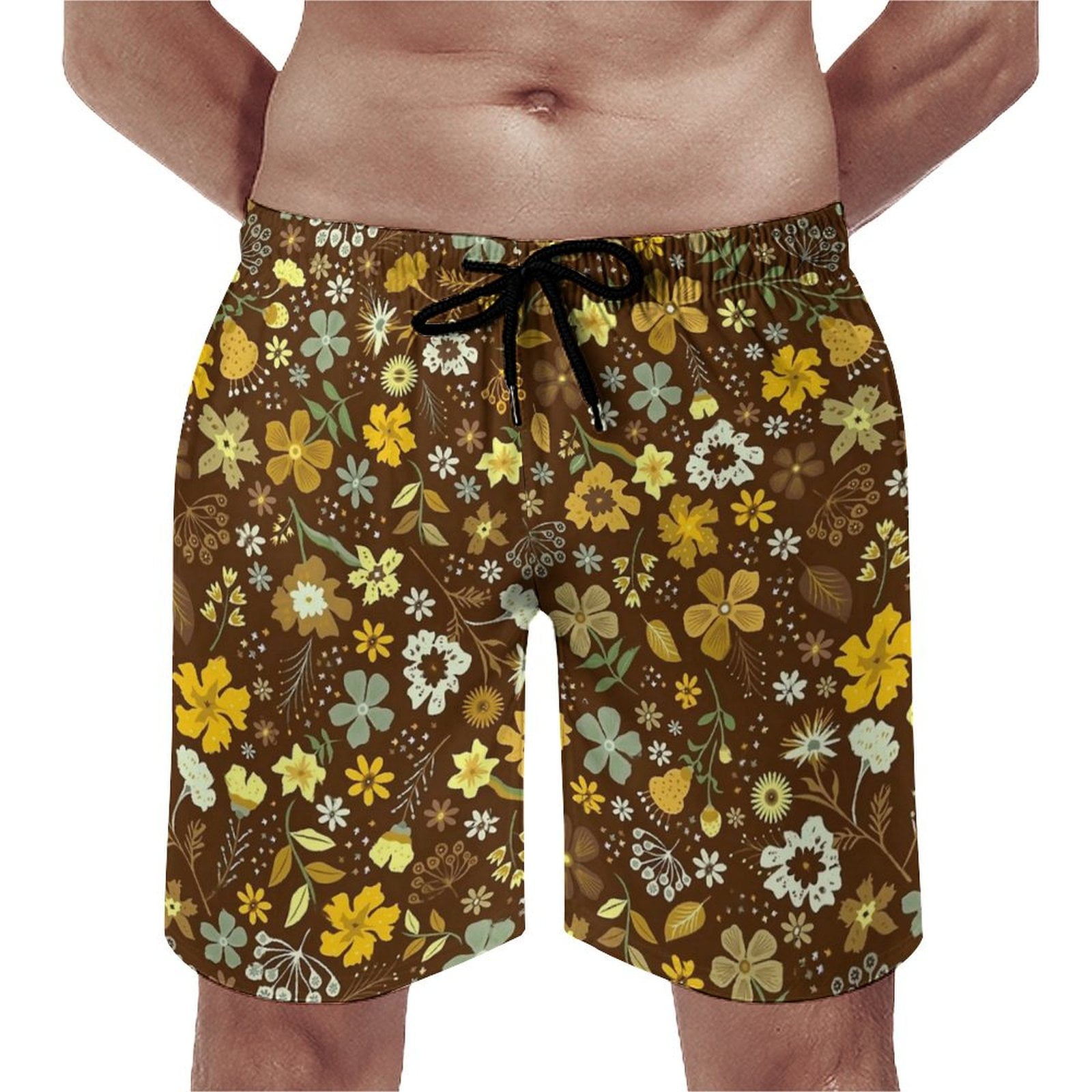 Boho Floral Gym Shorts Colorful Print Funny Board Short Pants Men ...